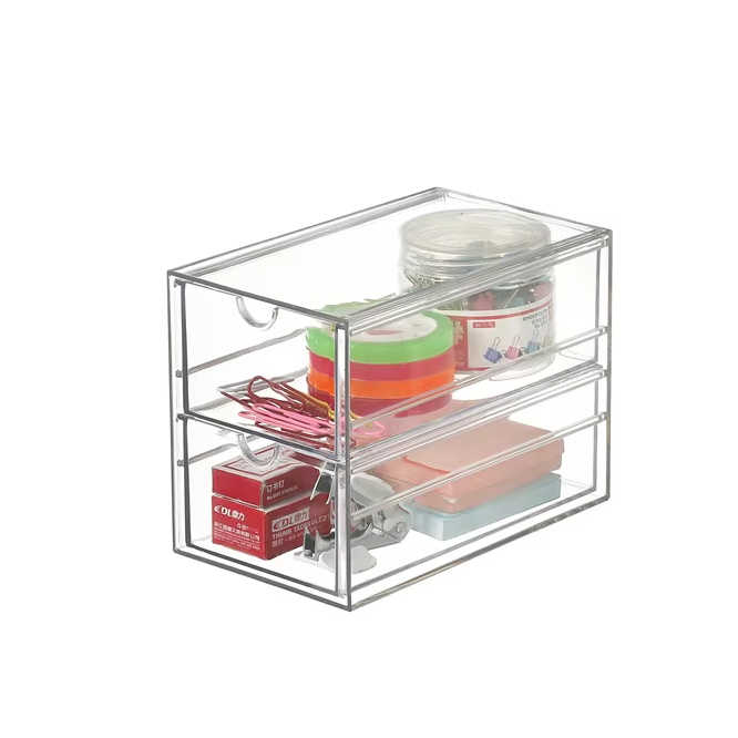 2 Tier Drawers - Transparent Storage Organizer for Office