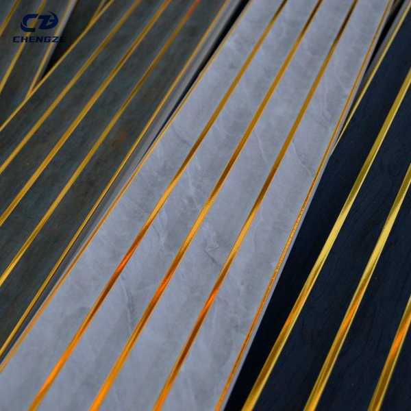 Interior Decorative Fluted Panel Louvers 3D Golden PS Wall Panels