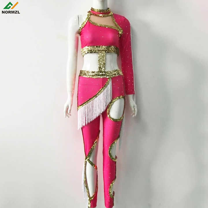 Custom Pink Majorette Uniforms with Fringe and Sequins