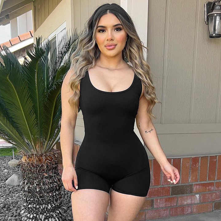 FS14119D Workout One Piece Jumpsuit Solid Women Sport Fitness Rompers ...
