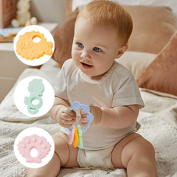 Bpa Free Food Grade Soft Silicone Baby Ring Teether Chew Toys Anti-drop ...
