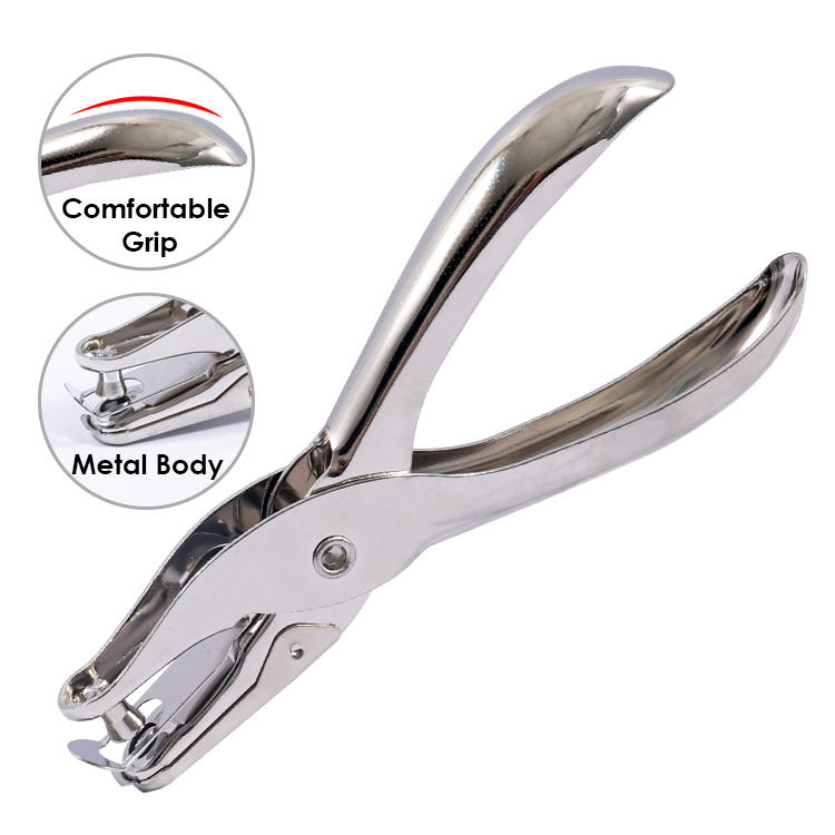 Foska 1 Hole Punch - Durable, Slim Handle Plier for 10 Sheets