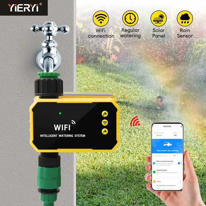 WiFi Tuya Watering Timer Solar Charging Smart Irrigator Timer Automatic Drip Watering Sprinkler ...