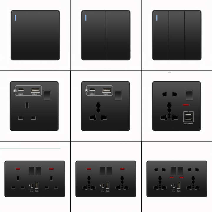 PC Panel Matte USB Socket Wire Drawing Multi Socket Electrical 13A ...