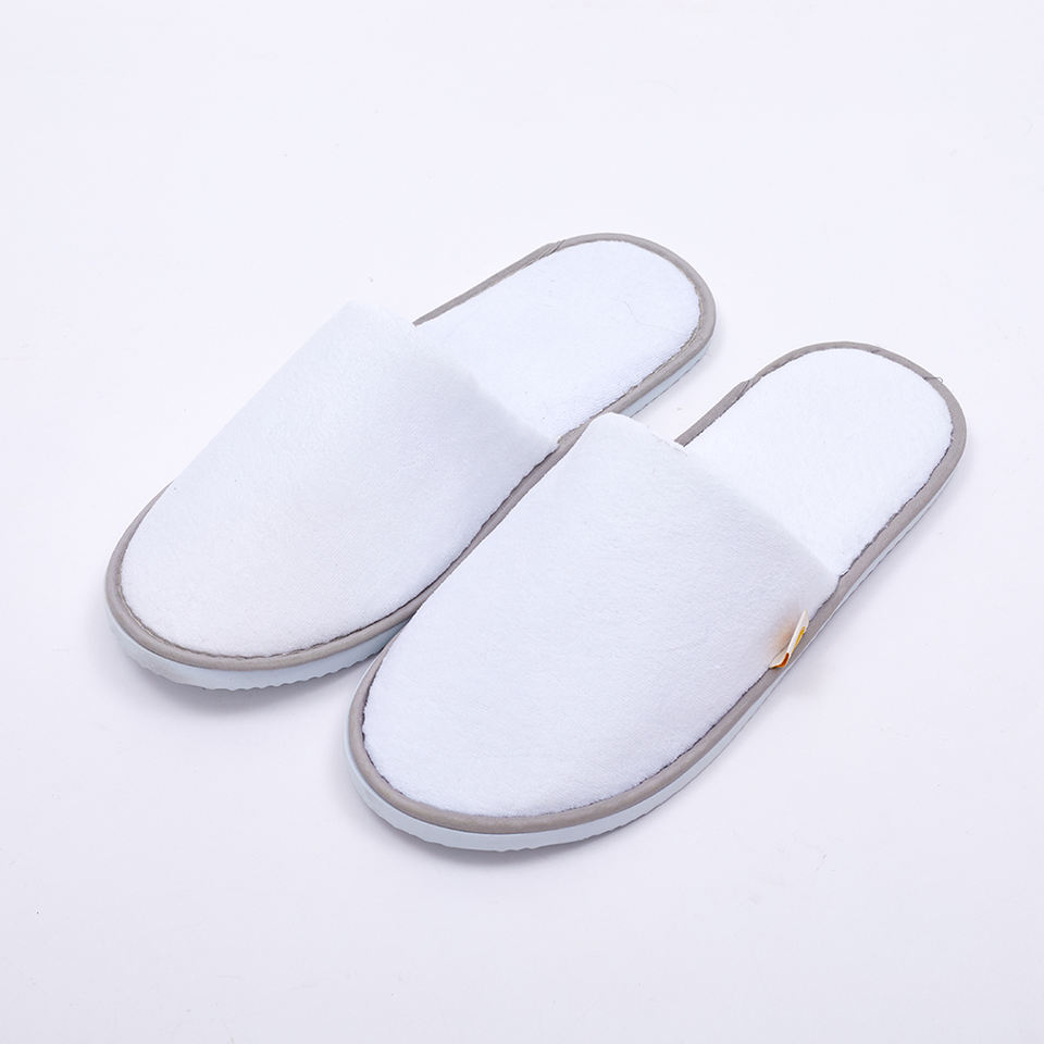 White Coral Velvet Disposable Slippers Non-Slip EVA Sole with Custom ...