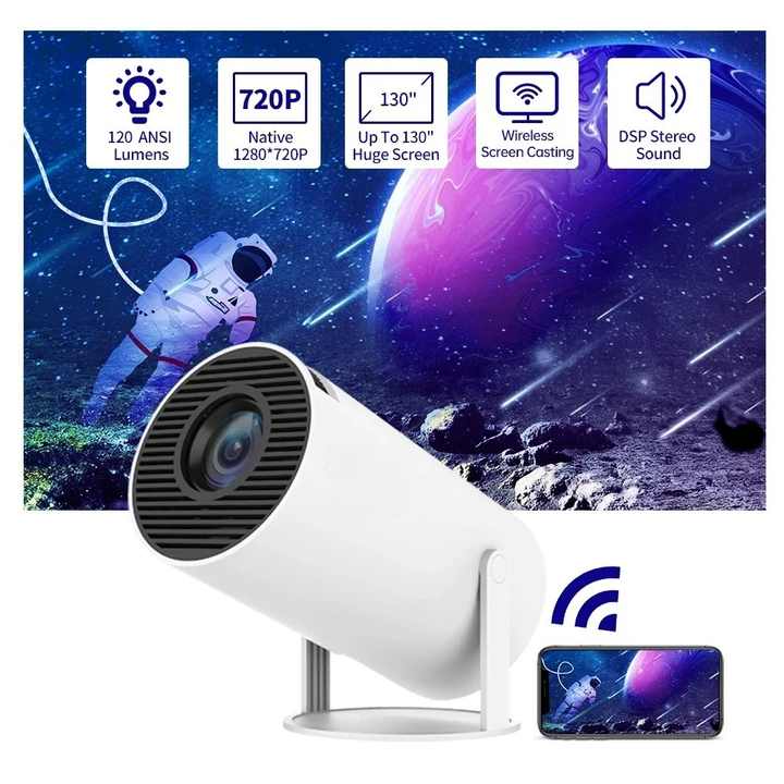 HY300/HY300 Pro Mini Stand 4K Video Projector Wireless Wifi Home LED ...