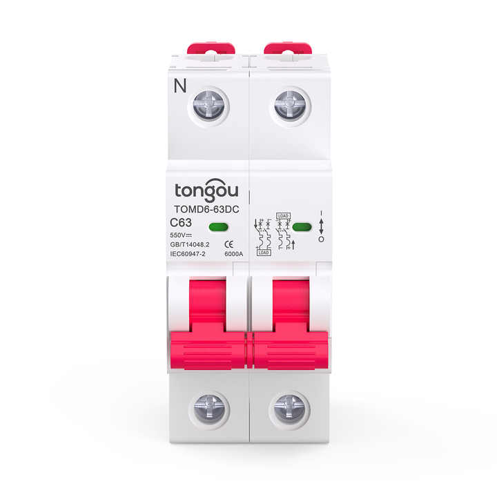 TOMD6DC-63 MCB 2P 12V-550V Curve C DC Miniature Circuit Breaker Solar ...