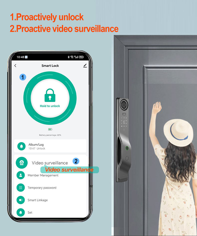 Glomarket Smart Home Lock 3DFace Video Call Recognition Aluminum/Steel ...