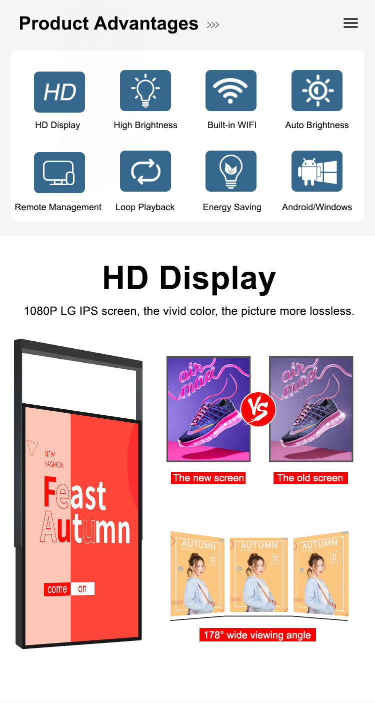 32/43/49/55/65inch lcd high gloss window screen digital poster signage ...