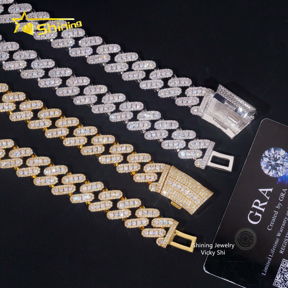 Rapper Fashion Hip Hop Jewelry Cuban Necklace 925 Silver Gold Plated ...