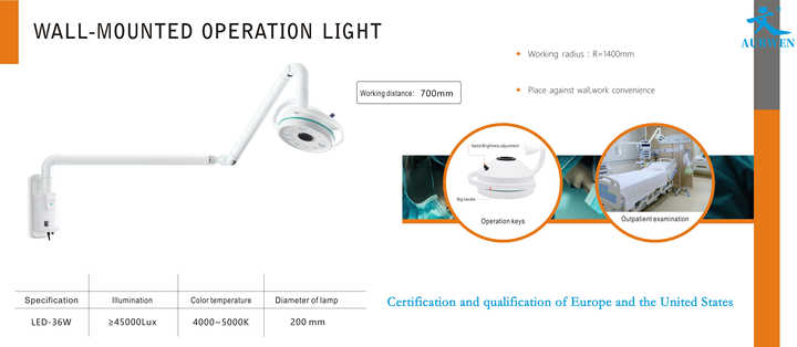 AURWEN LED Medical Theatre Pet Operating Light Electric Wall Mounted ...
