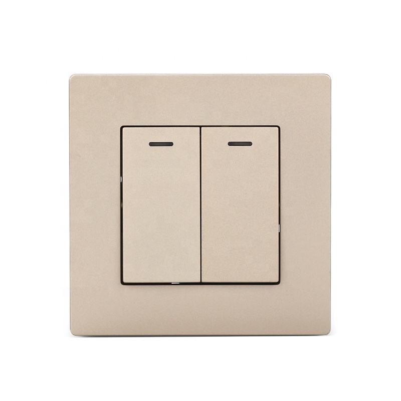 European Standard Home Lighting Control Switch PC Panel 2 Gang 1 Way 2 ...