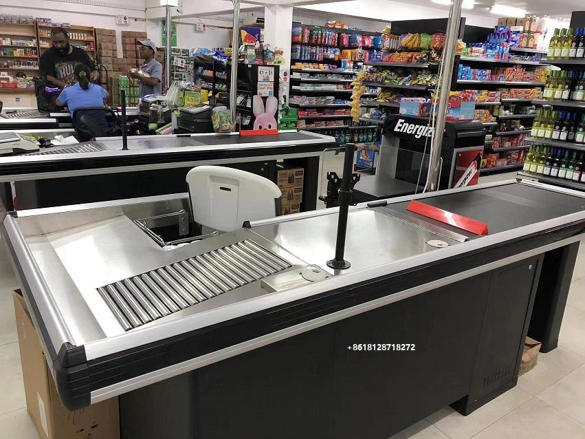 American Supermarket Cashier Counter Table with Bag Holder - Durable ...