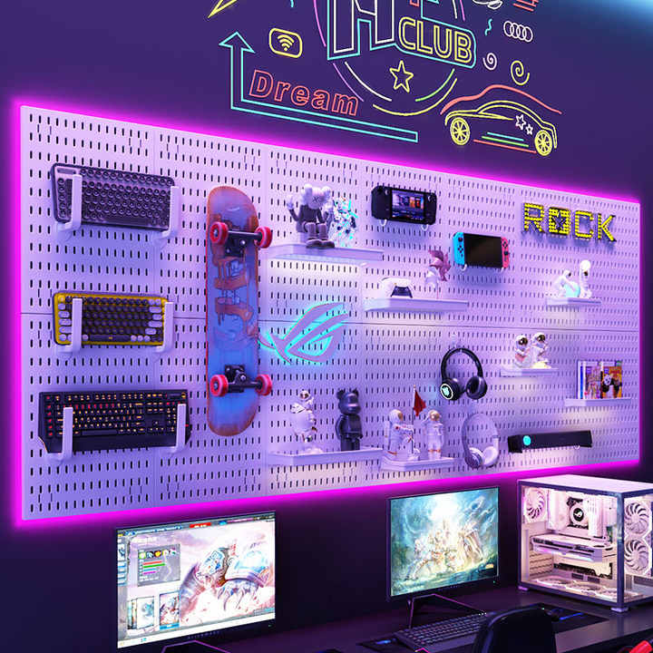 Peg Board Display Organizer Wall Mounted Modular Gaming Pegboard With ...