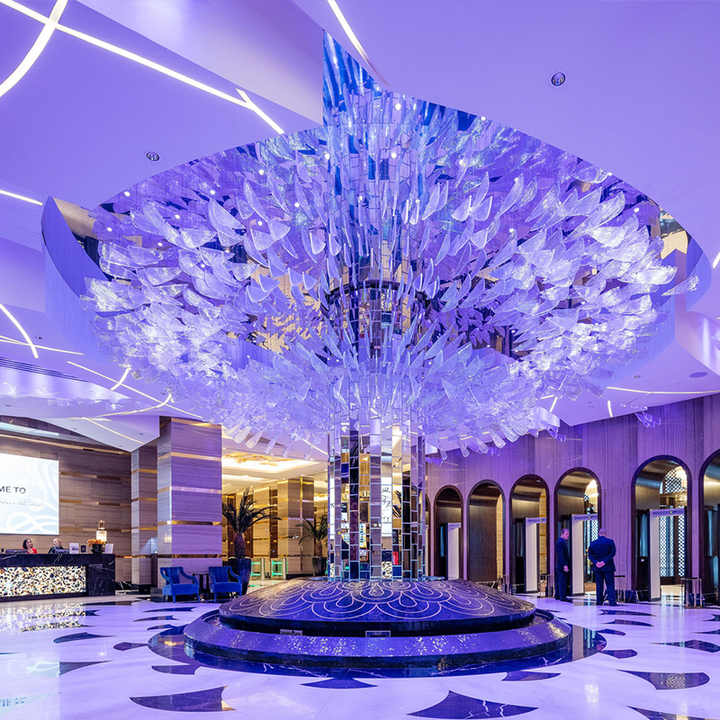 Extra Large Hotel Lobby Art Glass Pendant Chandelier Led Shopping Mall ...
