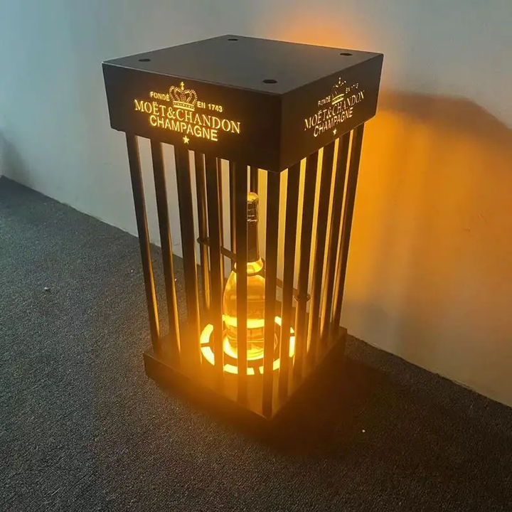 Oem Bar Club Lounge Rechargeable Metal Moet Champagne Cage Display Rack ...