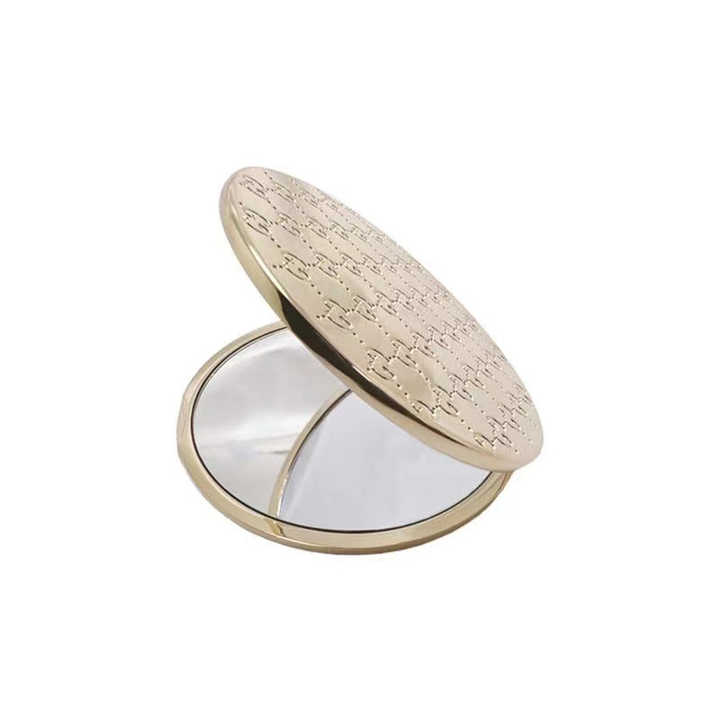 Mirror Compact Mini Round Gold Luxury Metal Foldable