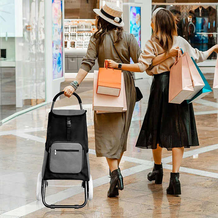 Foldable Shopping Trolley Large Shopping Trolley with Silent Wheels ...