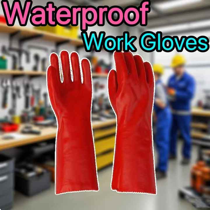 Red PVC Safety Work Gloves Single Dipped Smooth Finish ,polyester ...