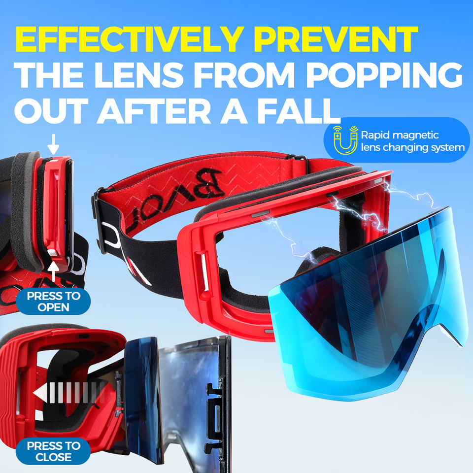 Mirror Lens Ski Goggles Reflective Coating Anti Glare Snowboard Glasses ...