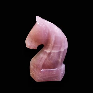 5 Inch Crystal Crafts Animal Rose Quartz Chess Horse Sculptures Rose ...