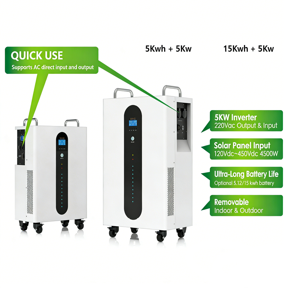 BESS 51.2V 314Ah LiFePO4 Battery 5-10KW Off-Grid Inverter Movable All ...