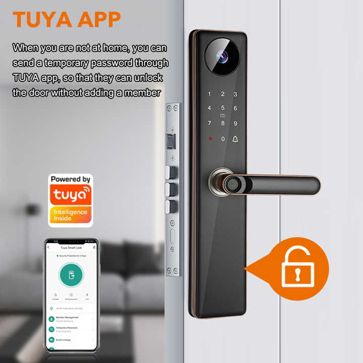 Tuya WiFi App Smart Lock for Wood Door Aluminum Sliding Fingerprint ...