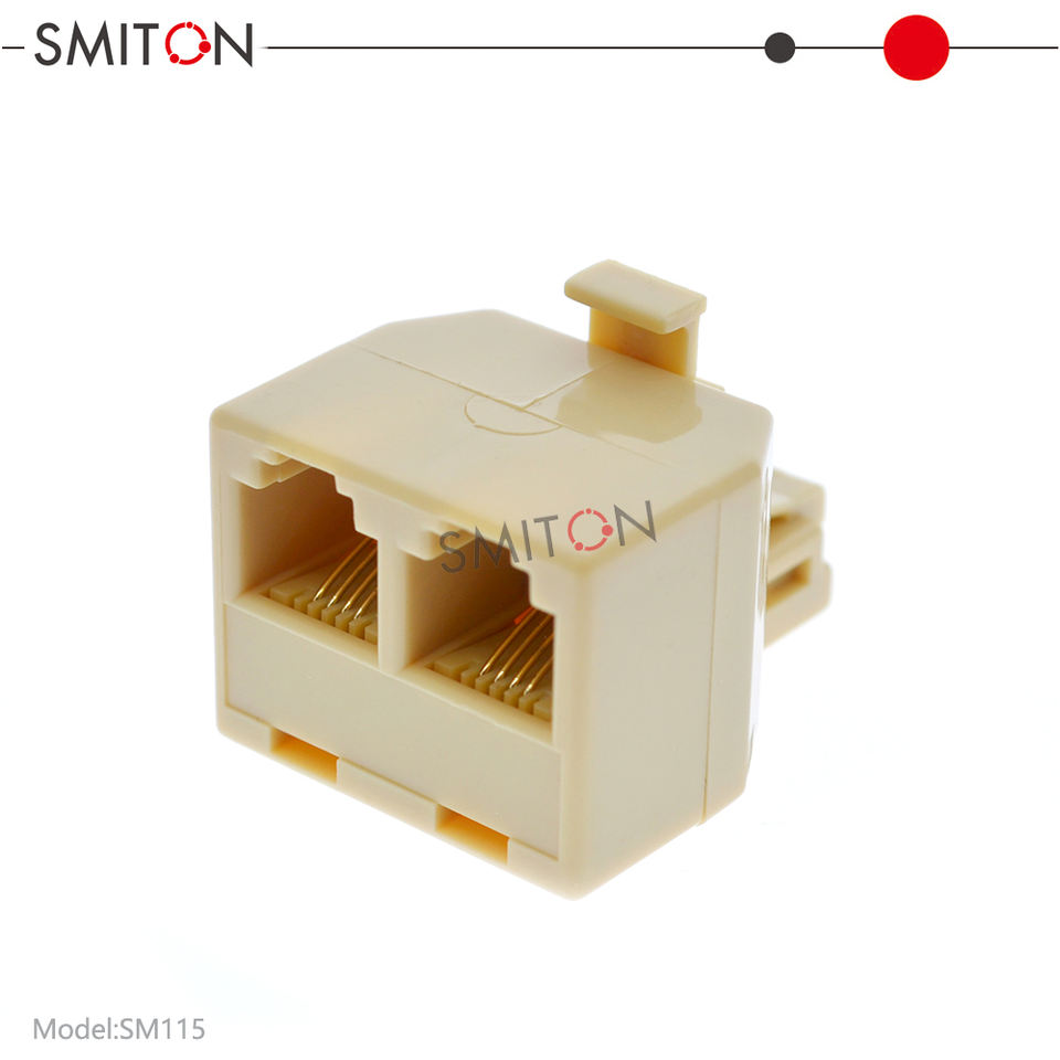 2 Way RJ11 Telephone Splitter 6p4c 6p6c Modular Jack Coupler 1 Male to ...