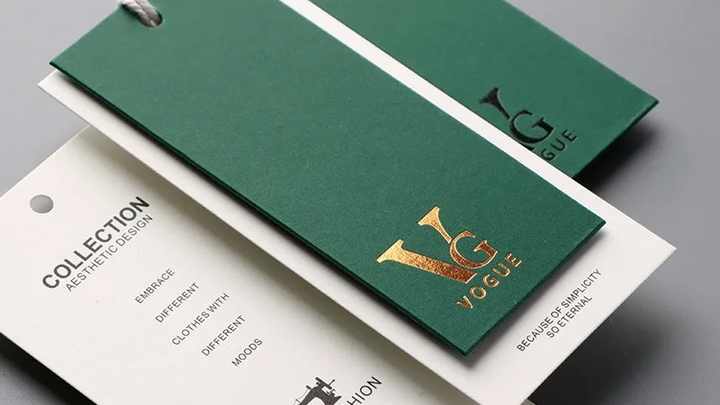 Luxury Custom logo Clothing hang Tag Green Special Paper Embossed Hot ...
