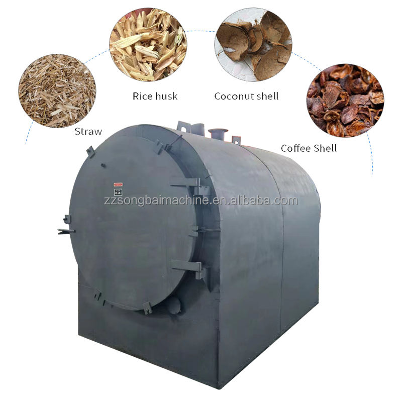 Horizontal Carbonization Oven Biomass Coconut Shell Wood Sawdust ...