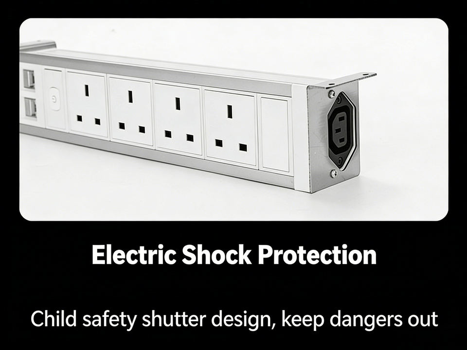 4-Way Schuko Socket PDU with 2x RJ45 Ports, Desk/Cabinet Mount Power ...