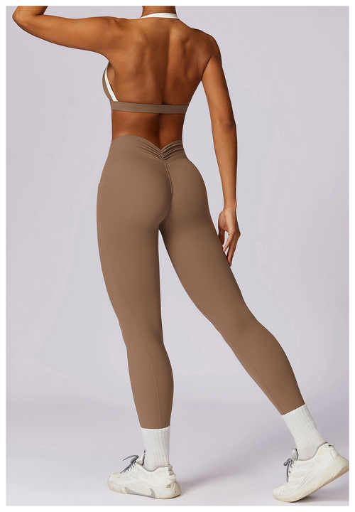 Sexy High Waist Scrunch Butt Peach Hip Yoga Leggings Set Women Activewear Sports Fitness Gym ...