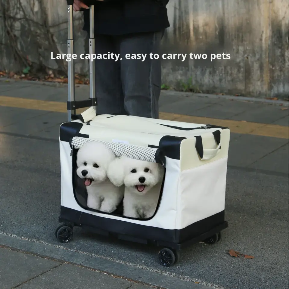 Pet Trolley Box Oxford Material Large Capacity Two-Compartment Multi ...
