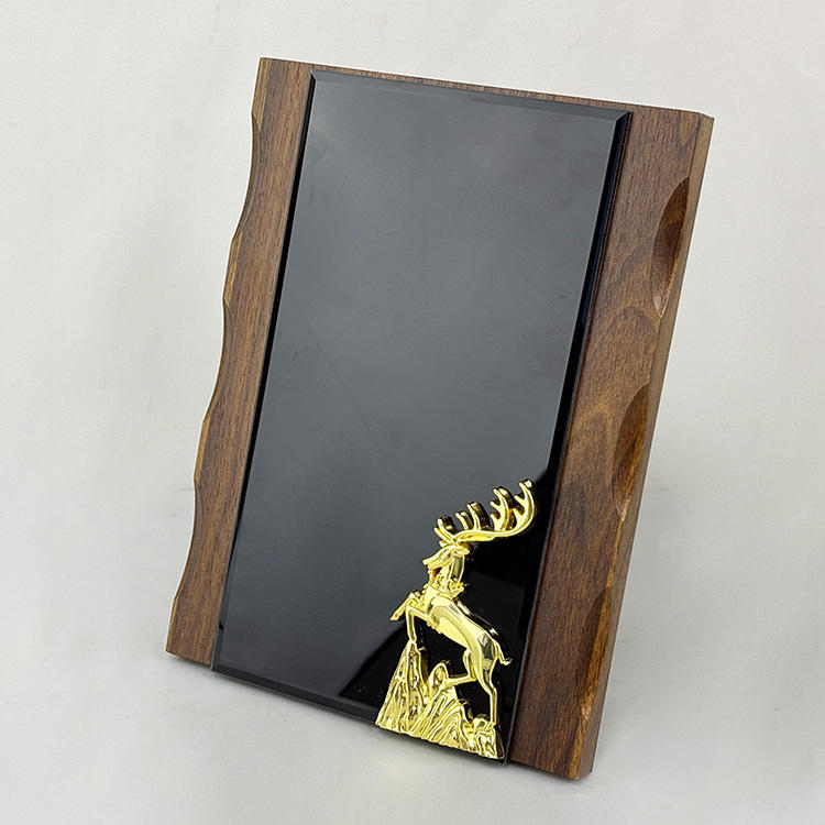 Gold Metal Deer Customized Crystal Wooden WOODEN with Black Crystal ...