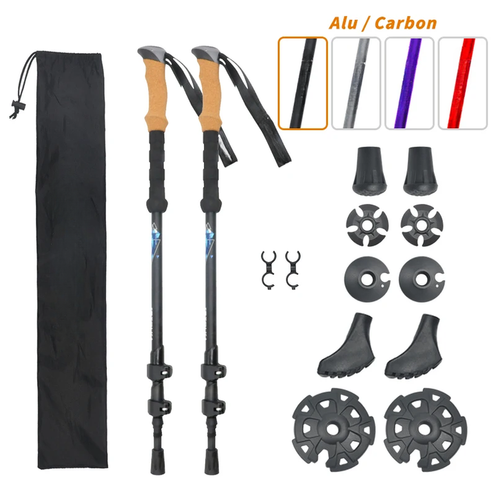 Outdoor Ultralight Mountain Telescopic Walking Sticks Ultralight Carbon ...