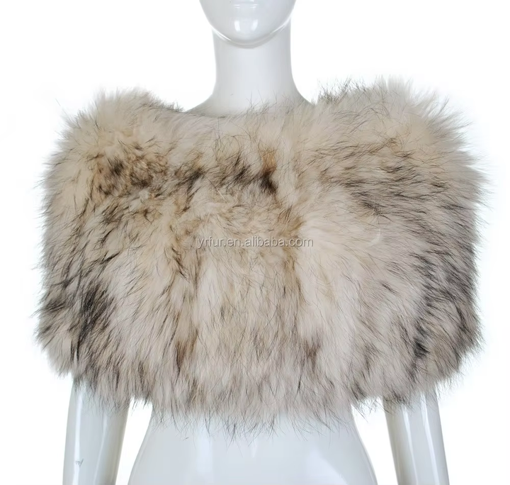 YR398 YANRAN Fur Hand Knit Snood With Elastic Luxury Fur Cape Drop Ship ...