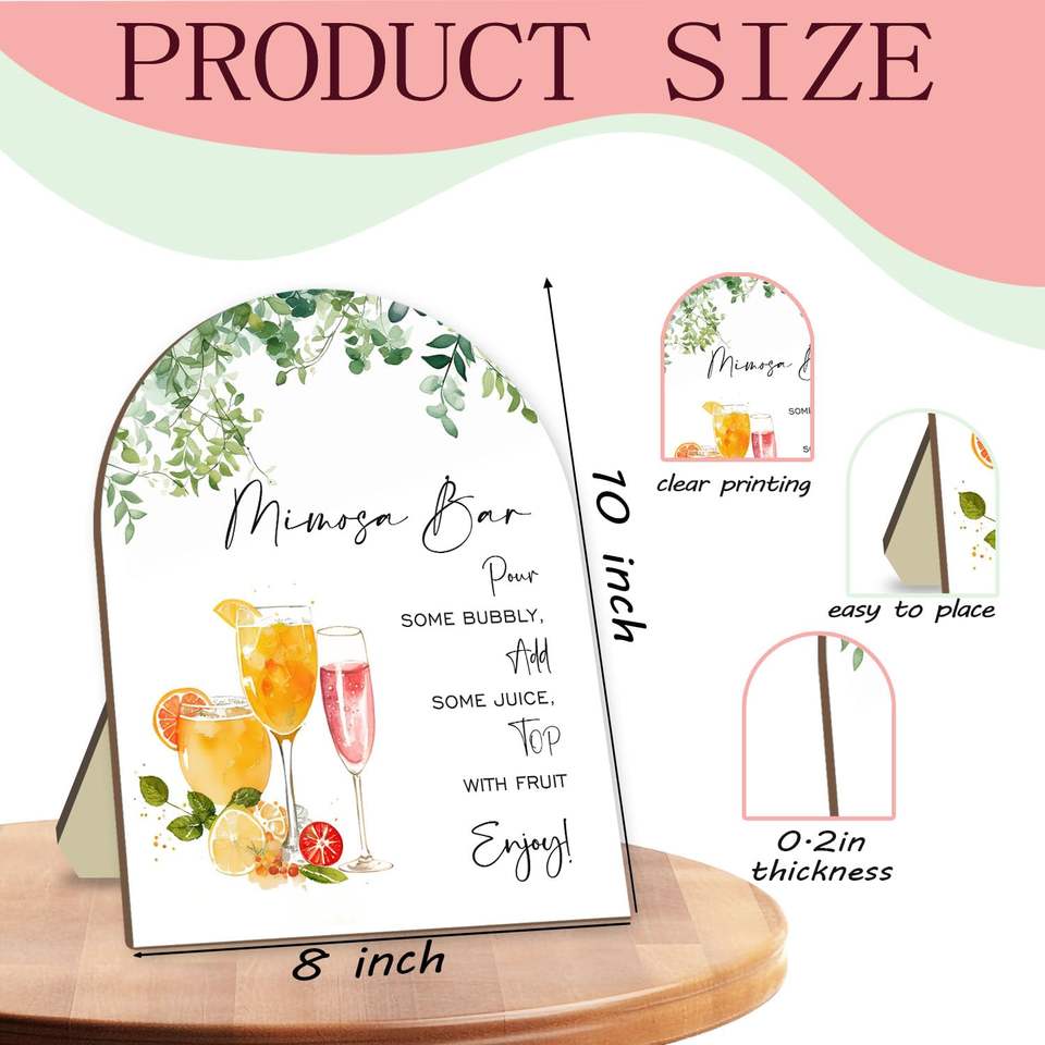 Mimosa bar Sign, Wooden Sign with Bracket, Floral Decoration Baby Party ...