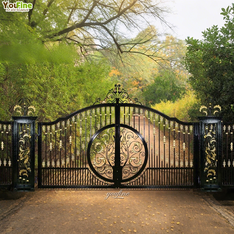 Wrought Iron Garden Arch with Gate - Elegant Outdoor Decor