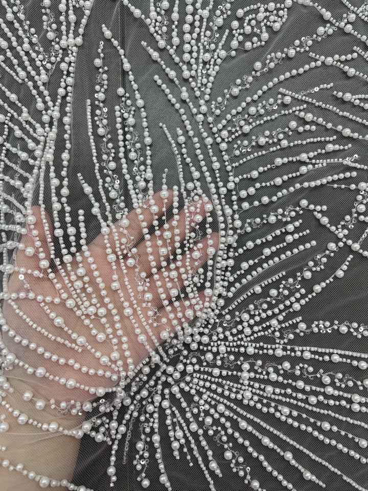 Bridal Eco-Friendly Embroidered Sequins Lace Fabric 5 Yards for Wedding ...