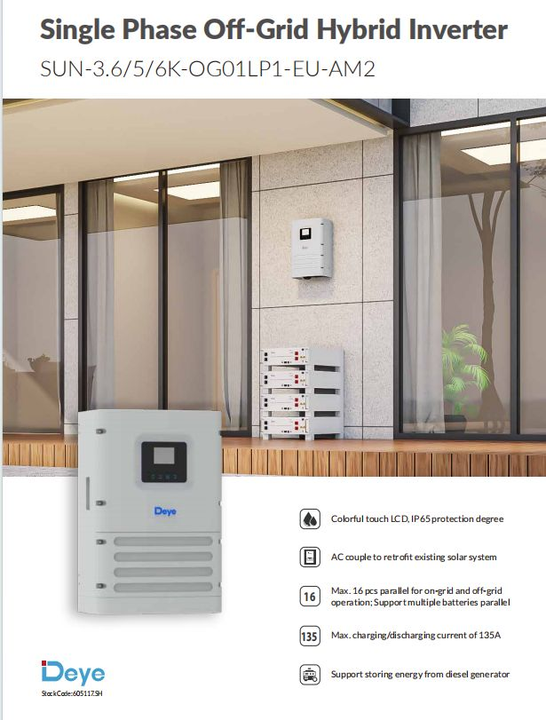 Deye off Grid Inverter - 3.6kw, 5kw, 6kw for Solar System