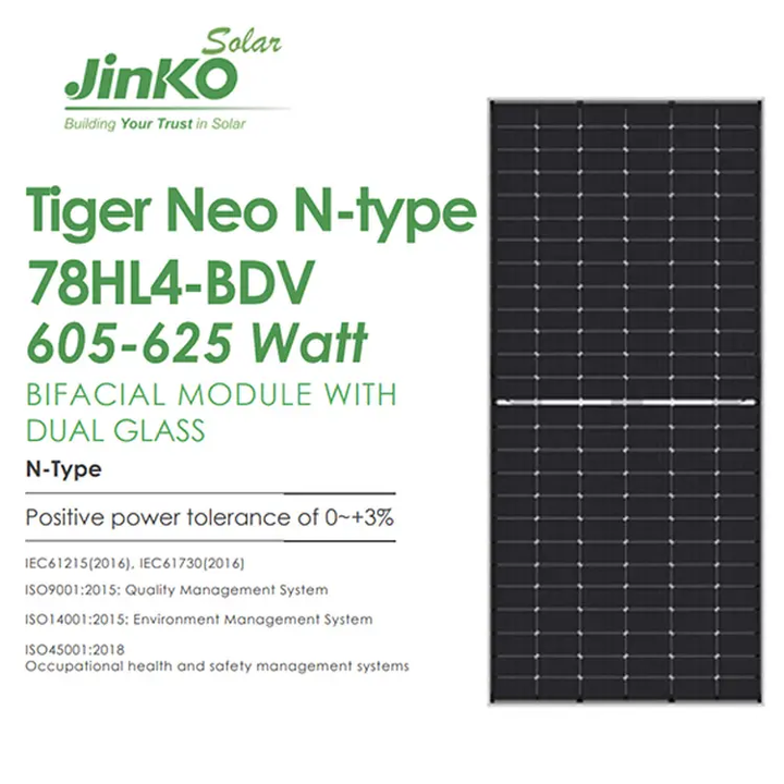 Jinko Tiger3 615W Half Cell N-Type PERC Bifacial Solar Panel ...