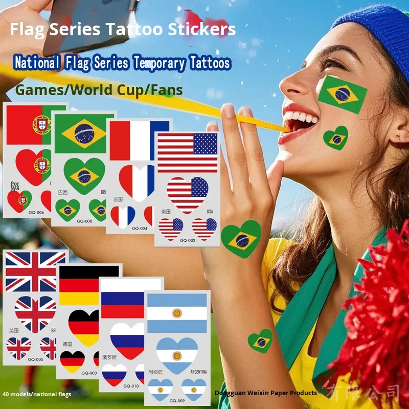 2026 New National Flag Tattoo Sticker Sports Competition for Green/Blue ...
