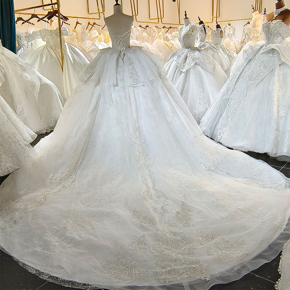 Jancember ML016 Luxury Wedding Dress High Neck Bridal Gown Ball Gown ...