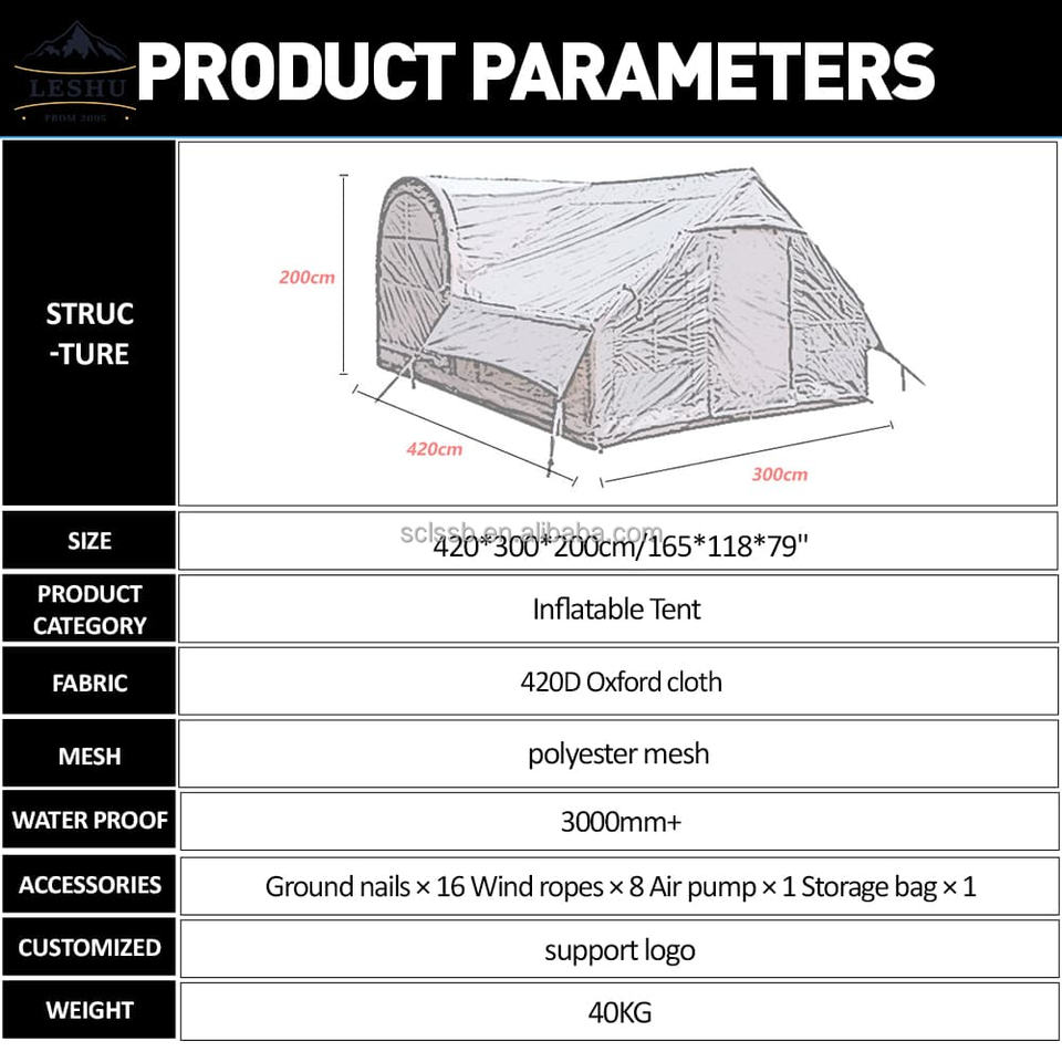 High MOQ Customizable logo 8-10 Person Orange Inflatable Camping Tent ...
