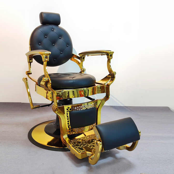 Vintage Black and Gold Barber Chair - Professional Salon Styling