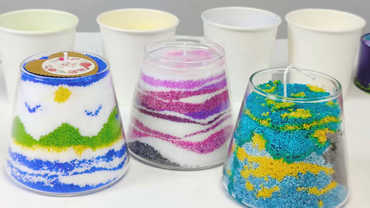 Colorful Granulated Sand Wax Make Candle - DIY Fun