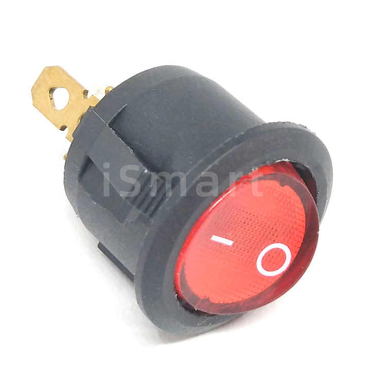 20mm Diameter Red Light on OFF SPST Round Rocker Switch 3 Pins 6A/250V ...