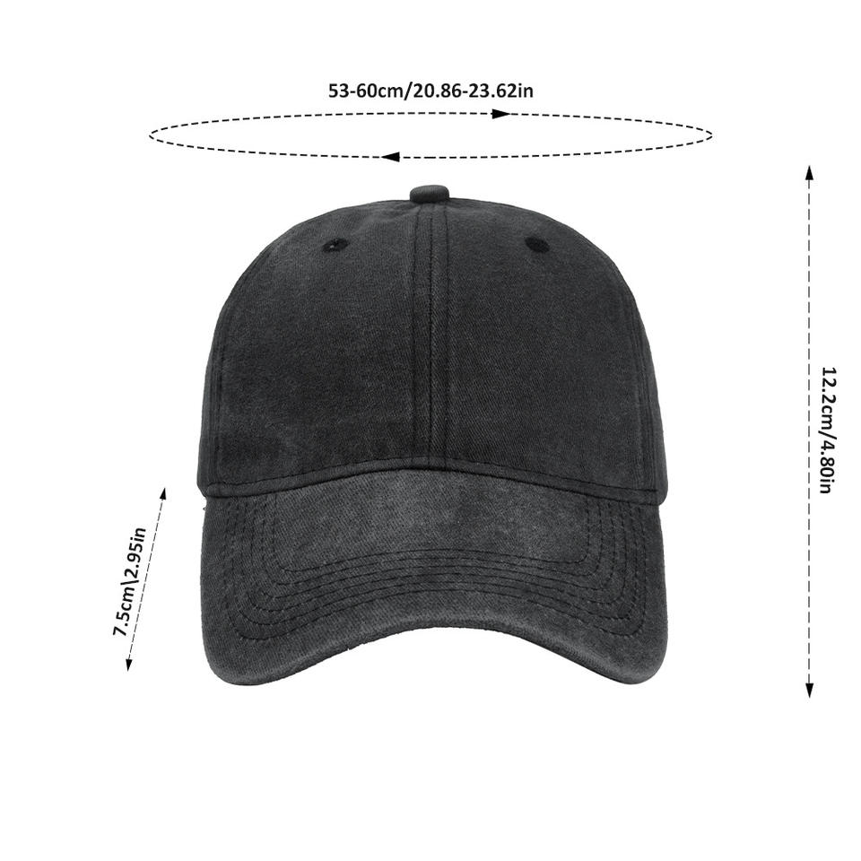Solid Color Washed Plain Cotton 6-Panel Baseball Cap Retro Curved Brim ...