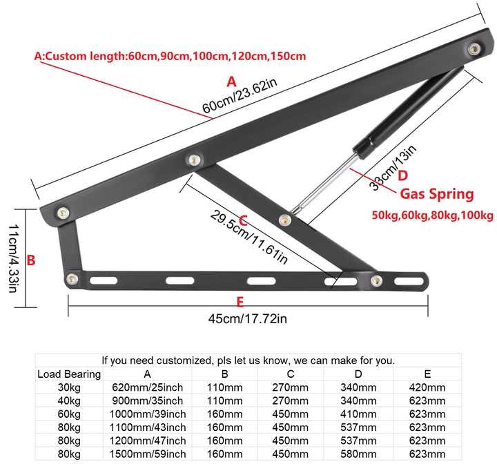 Wholesale Hydraulic Pneumatic Bed Lift Mechanism Kit - Gas Piston Lift ...