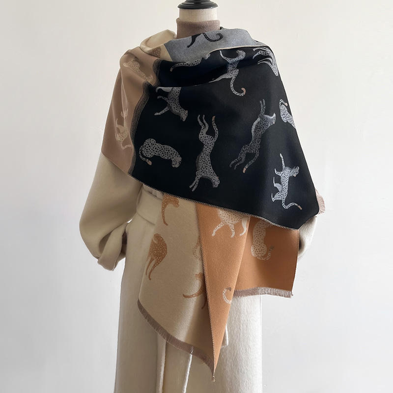 Women's Autumn Winter Warm Imitation Cashmere Scarf Cute Cartoon Lion ...